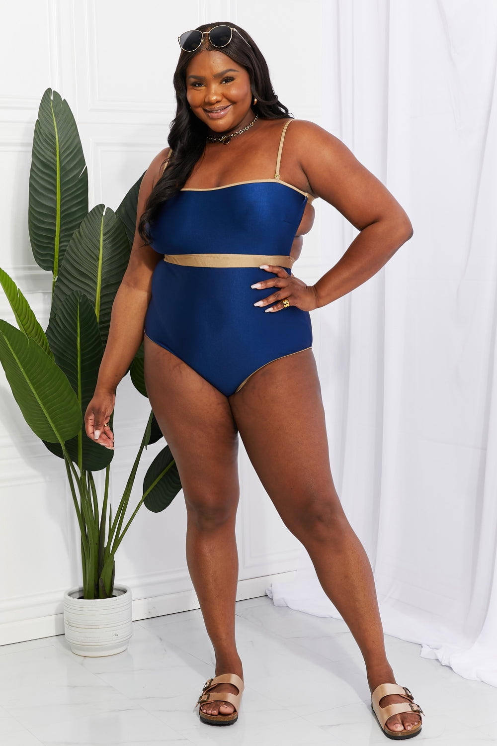 Marina West Swim Wave Break Contrast Trim One-Piece - Walmart.com