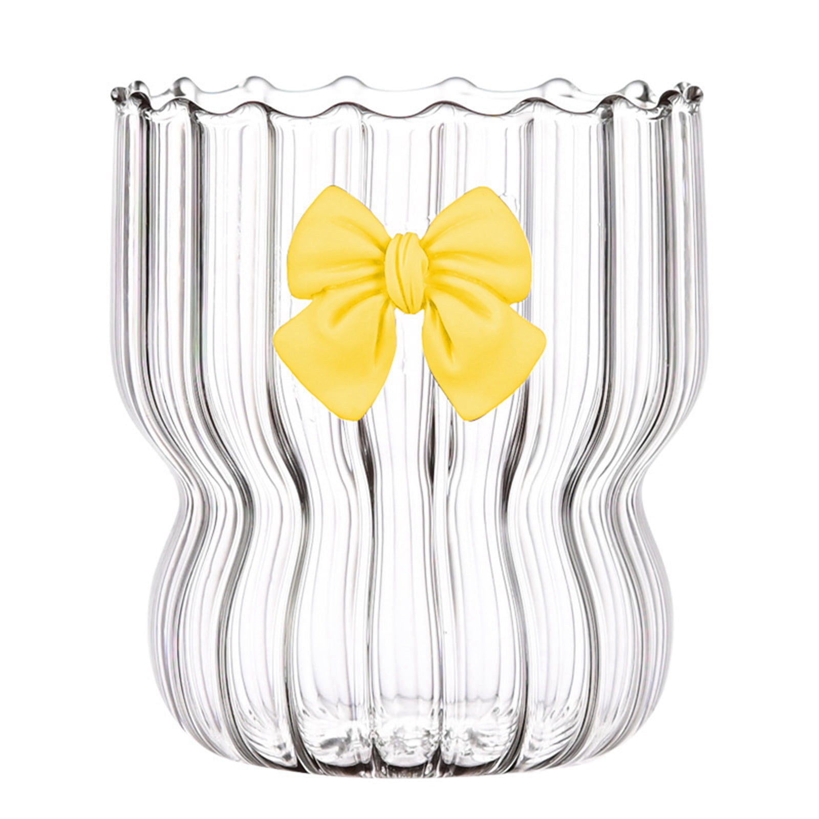MarinaVida Bow-knot Ripple Drinking Glasses, Vintage Striped Glass Cups ...