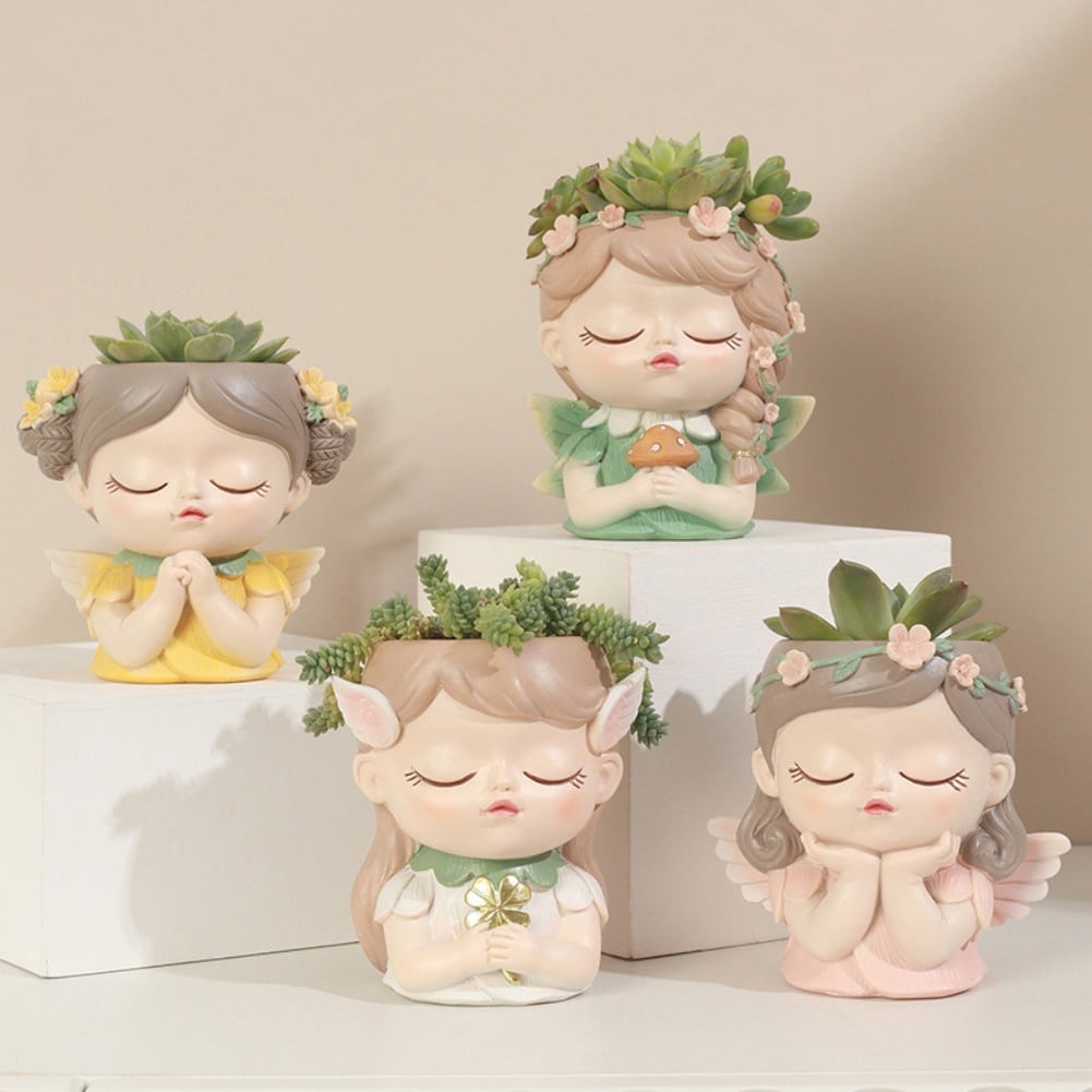 MarinaVida Creative Cute Elf Succulent Small Flower Pot with Drainage ...
