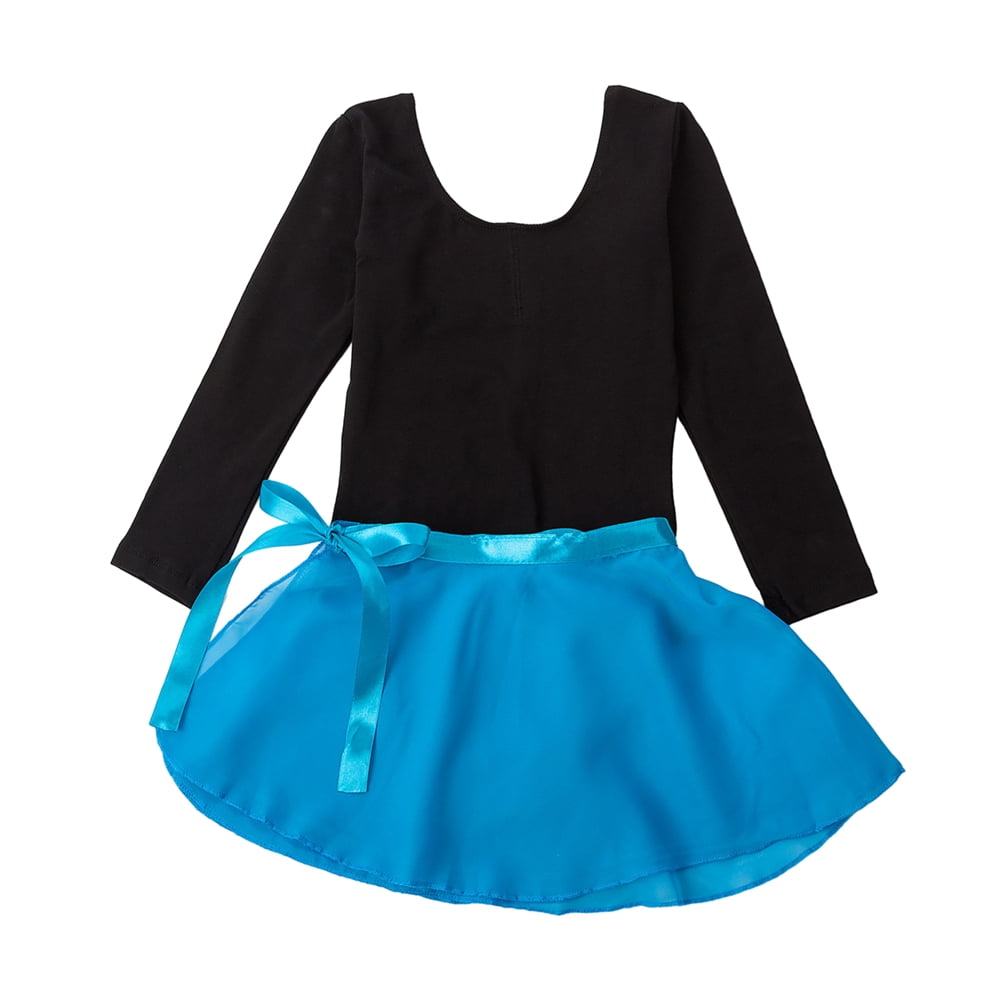 MarinaVida Girls Team Basic Long Sleeve Leotard with Skirt Kid Dance ...