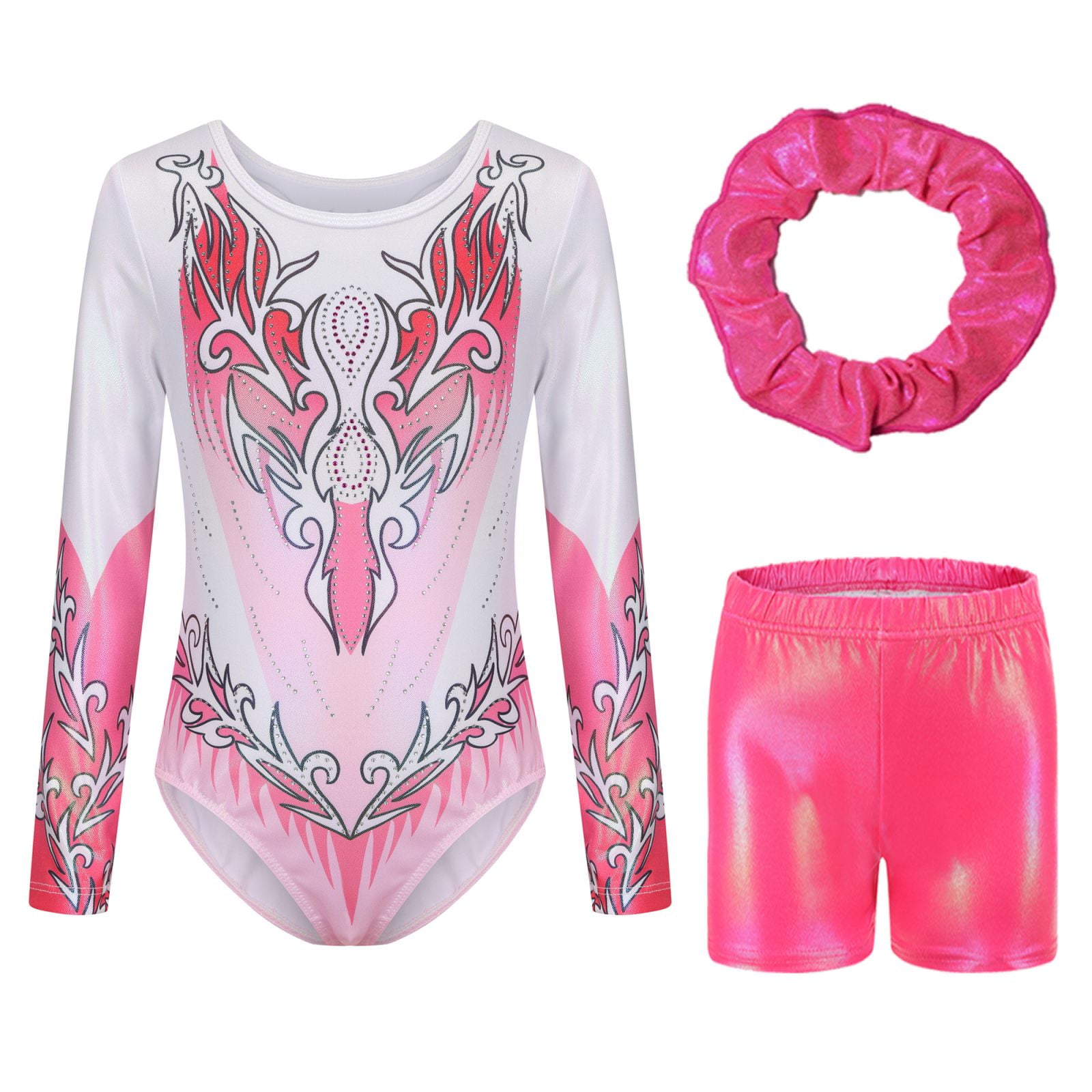 MarinaVida Long Sleeve Gymnastics Leotards Sets for Girls Kids Teens ...