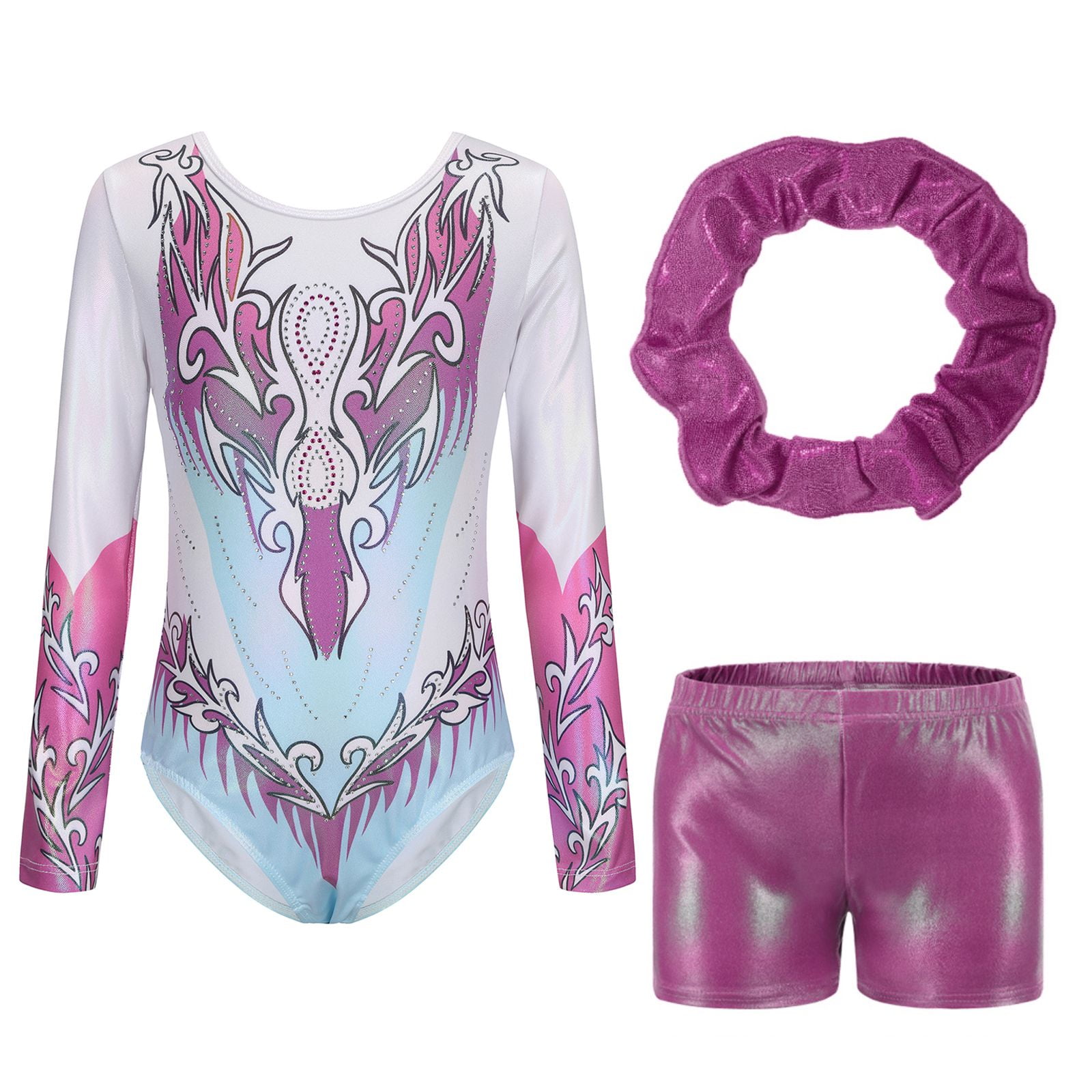 MarinaVida Long Sleeve Gymnastics Leotards Sets for Girls Kids Teens ...