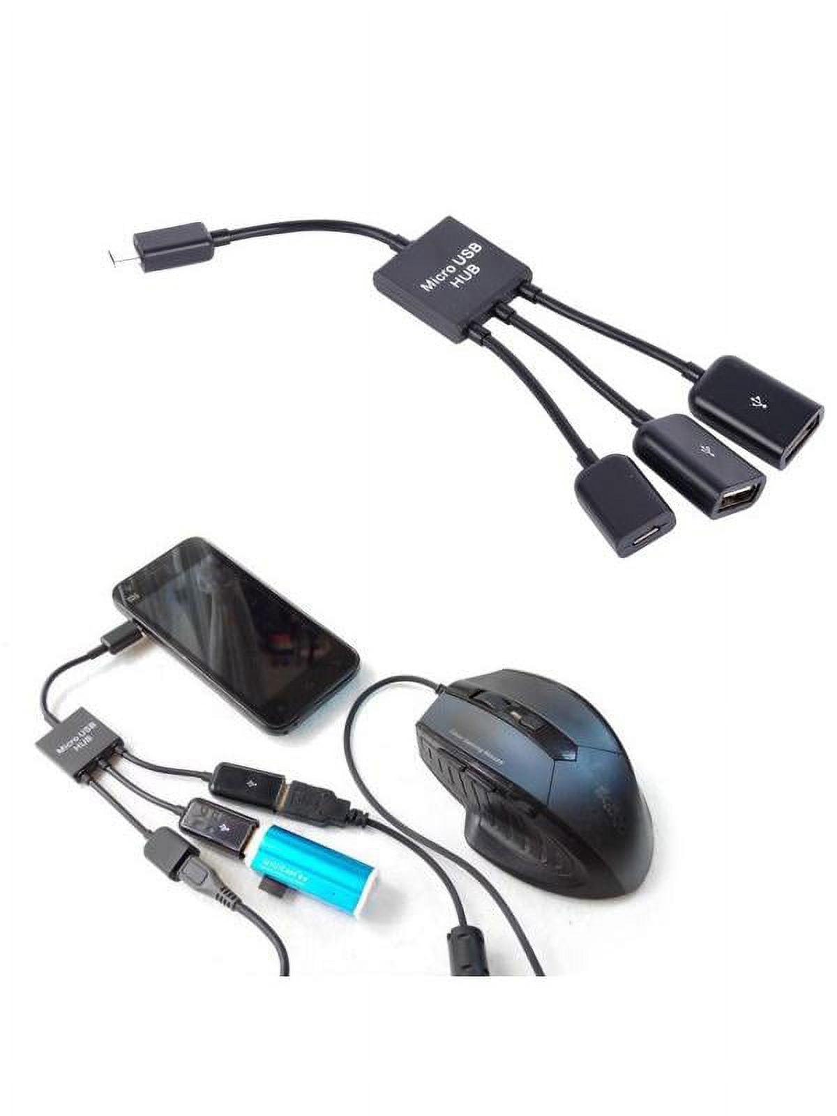 MarinaVida Micro USB Host OTG 3 Port Hub Adapter Cable with Power For ...