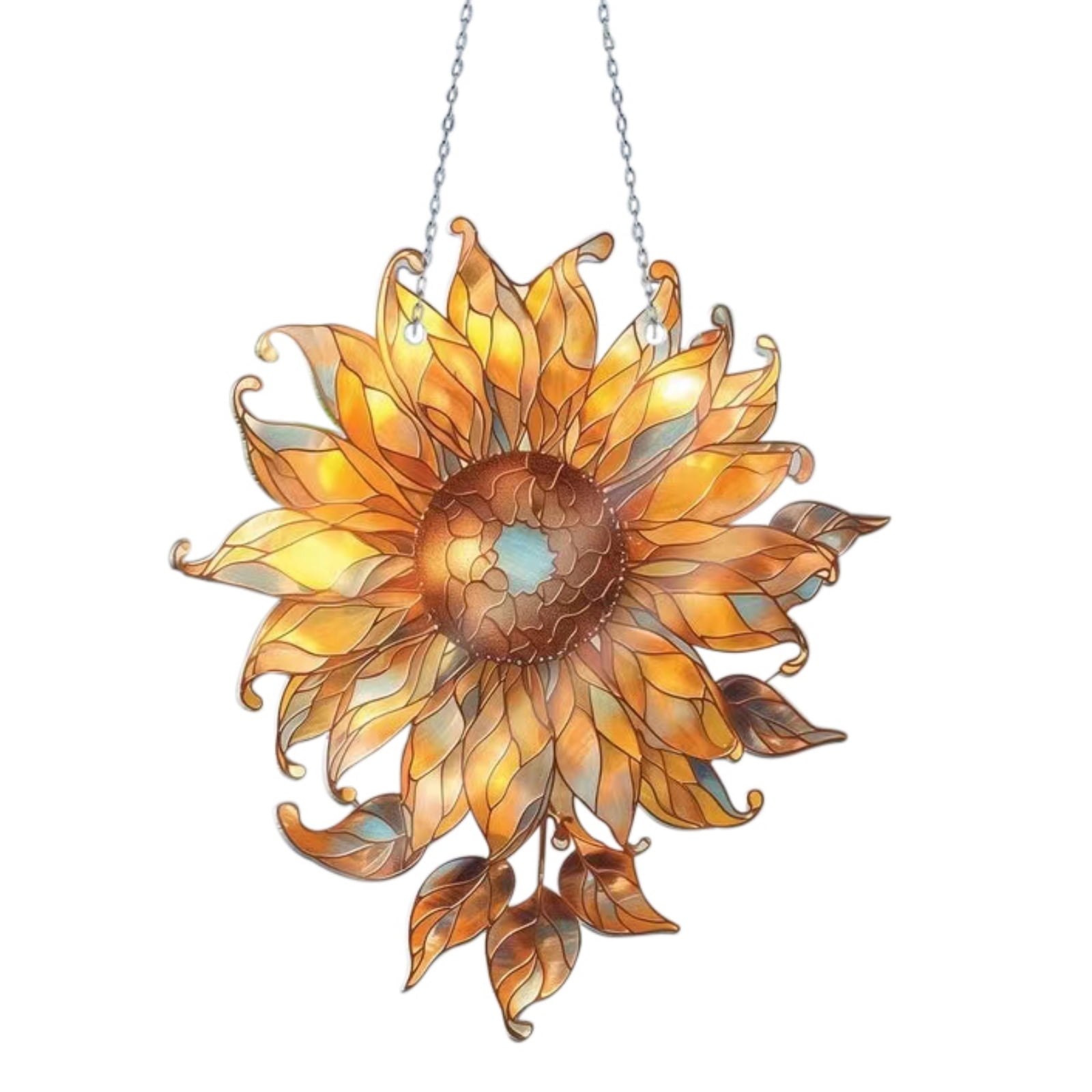 MarinaVida Stained Sunflower Window Hanging with Chain, 12" Acrylic ...