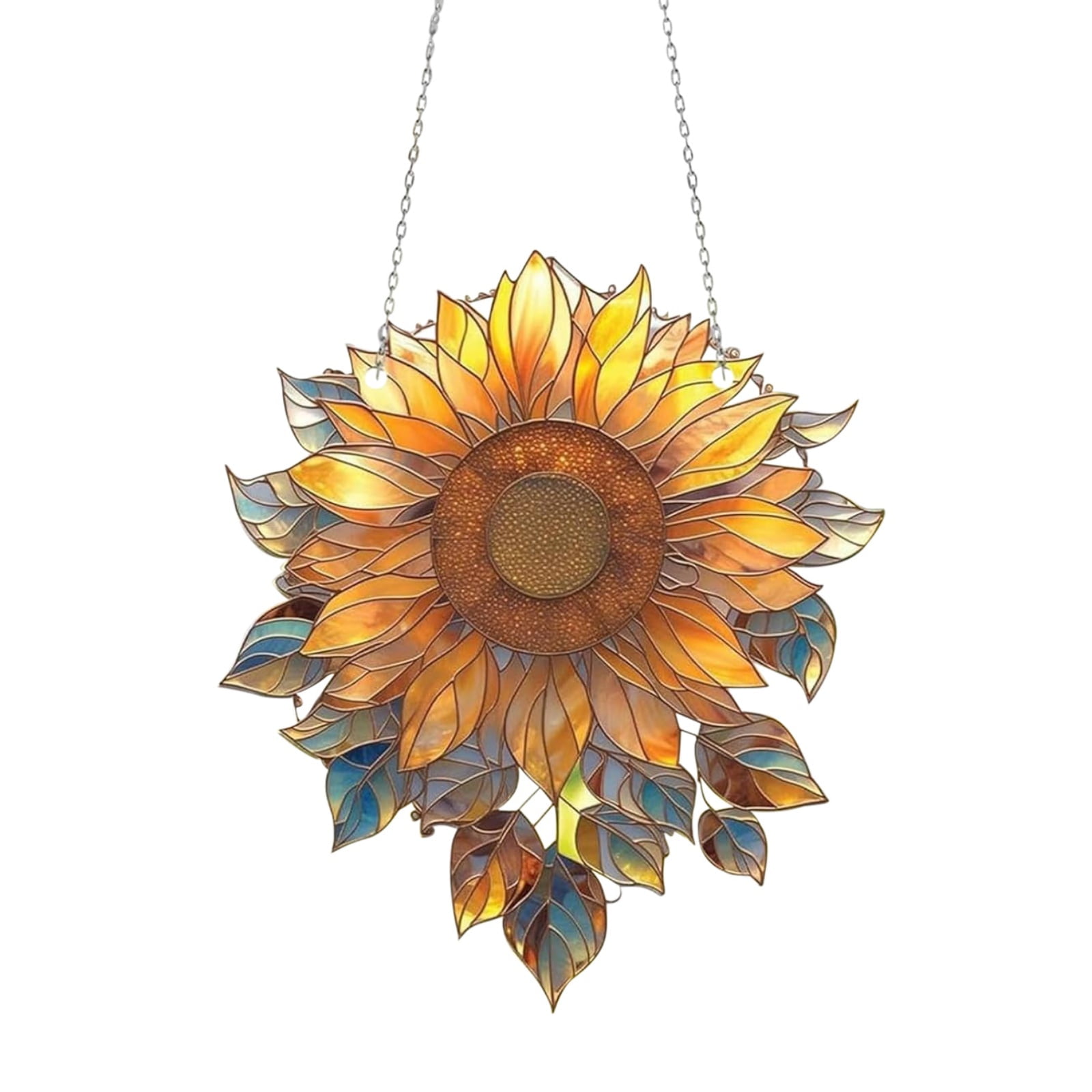 MarinaVida Stained Sunflower Window Hanging with Chain, 12" Acrylic ...