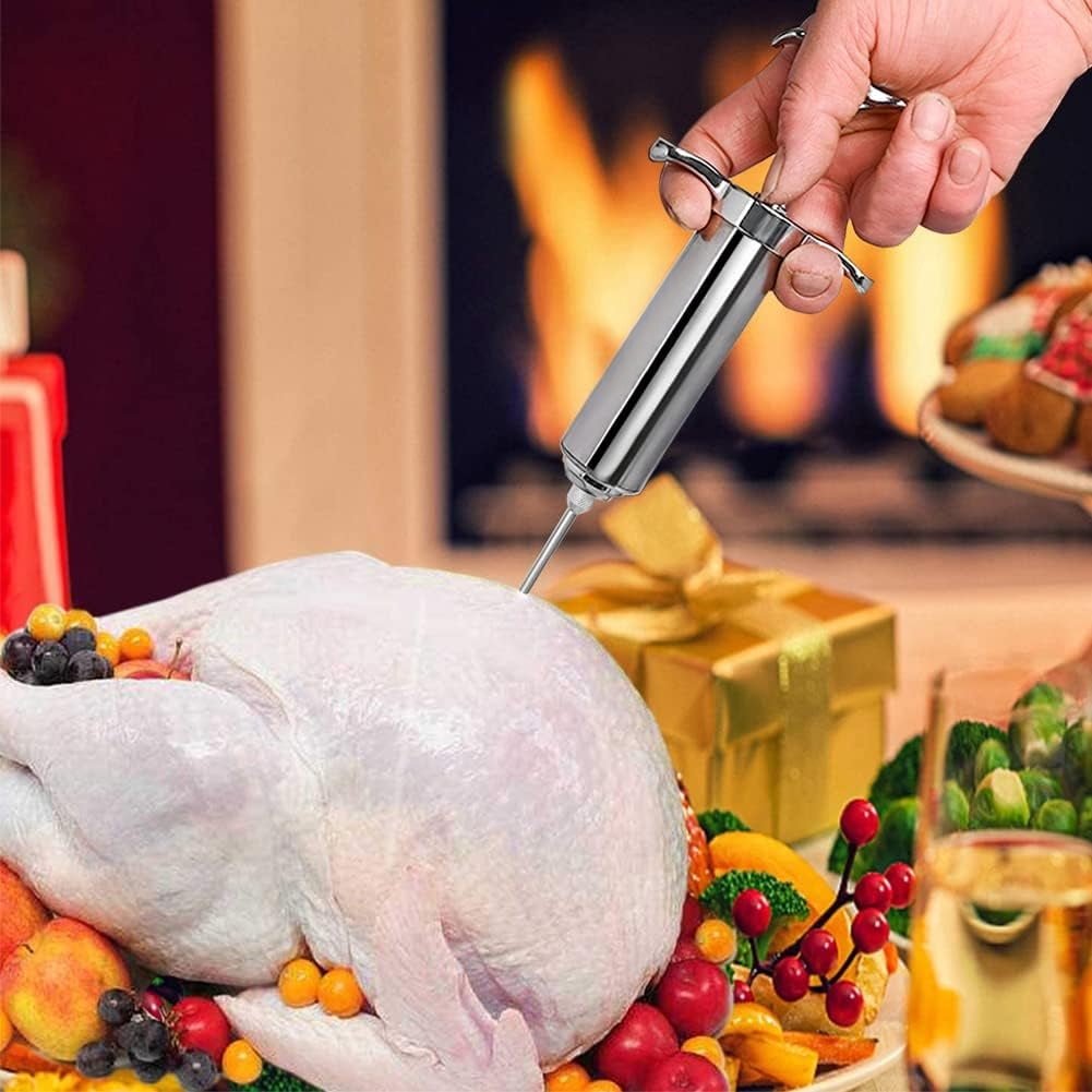 Marinade Injector Syringe and Brushes Set, Meat Injector Syringe with 3 ...