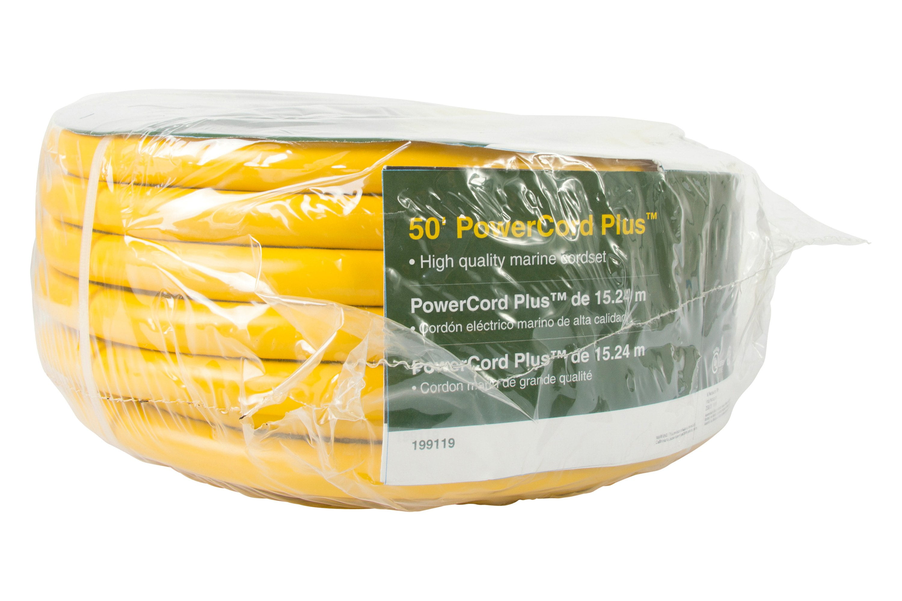 Marinco 199119 Cordset, 30A 125V, 50', Yellow - Walmart.com