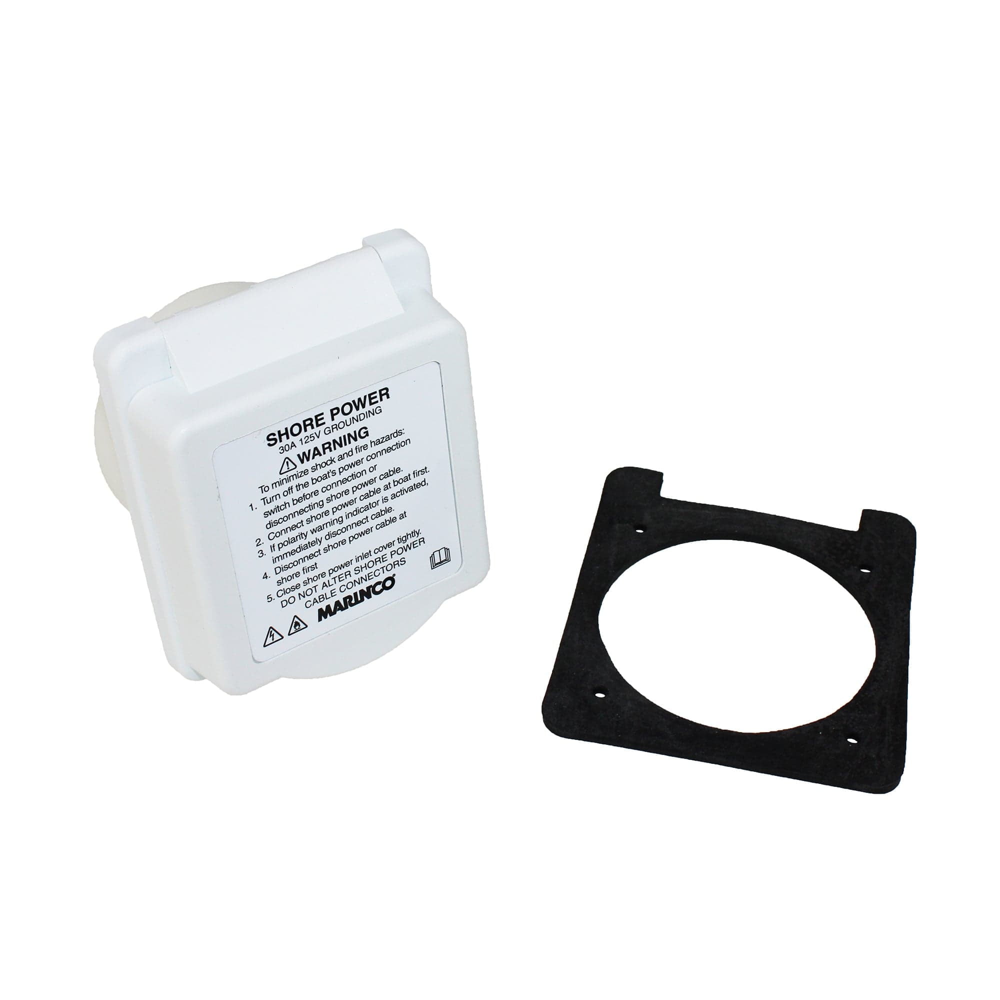 Marinco 301EL-B.W/L 30 Amp, 125V Power Inlet with ABYC Shore Power ...