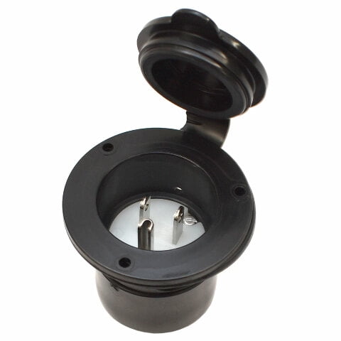 Marinco Boat Front Mount Inlet 150BBI | 3-Prong 15A 125V W/ Rubber Cap ...