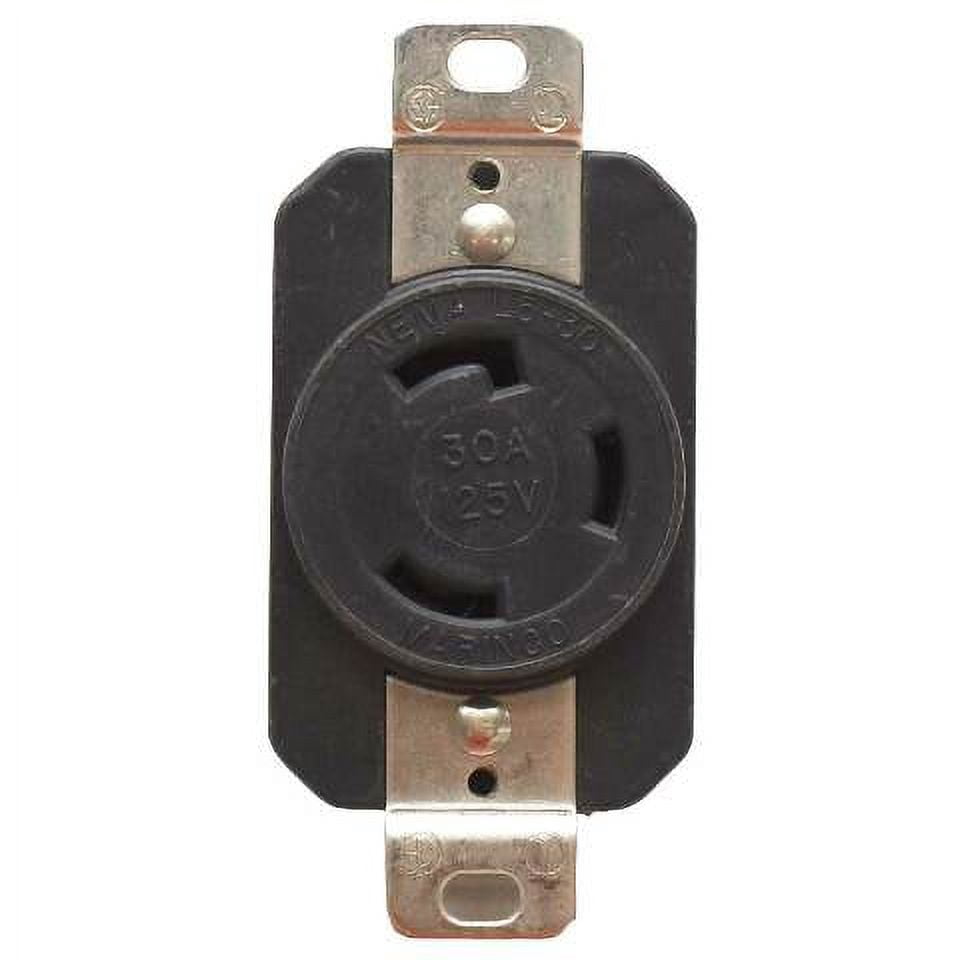 Marinco Boat Locking Power Receptacle | 30A 120V 3-Prong Black ...