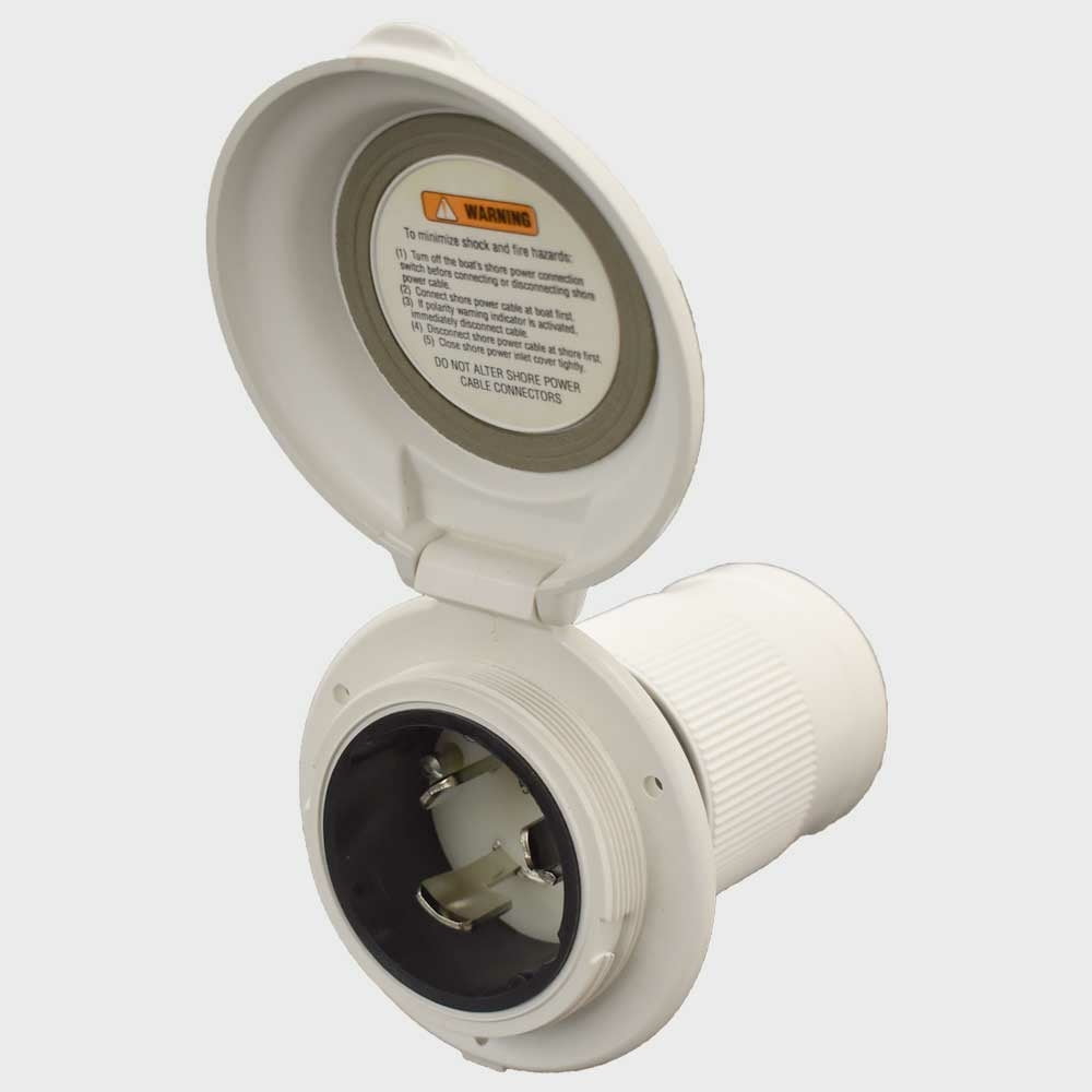 Marinco Boat Power Inlet 6343EL-B | Contoured Easy Lock 50A 125V 2 1/4 ...