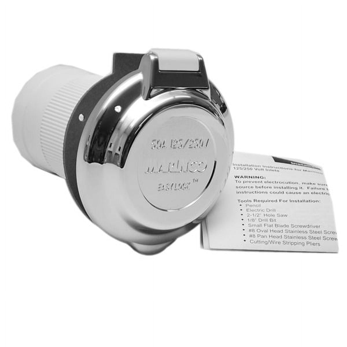 Marinco Boat Power Inlet 6344EL-BCR | 50A 125/250V 3 7/8 Inch - Walmart.com