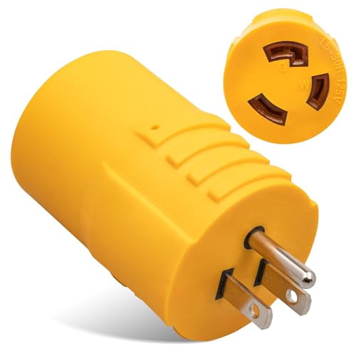 Marine 30 Amp to 15 Amp 110 RV Adapter NEMA 5-15P to NEMA L5-30R Twist Locking Shore Power Plug ...