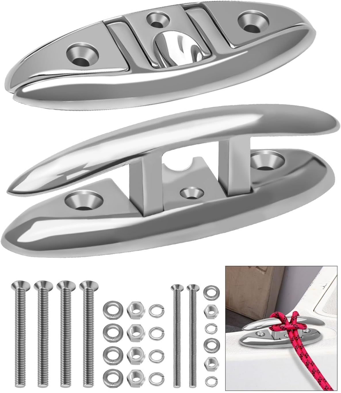 Marine 316 Stainless Steel Folding Flip Up Rope Dock Cleats with Screws ...