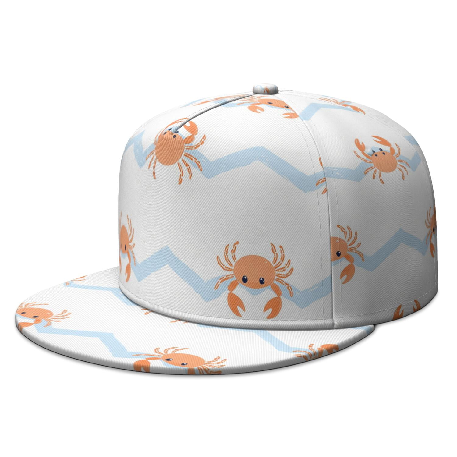 Marine Adorable Crab Baseball Cap Flat Brim Cap for Streetwear Fashion ...