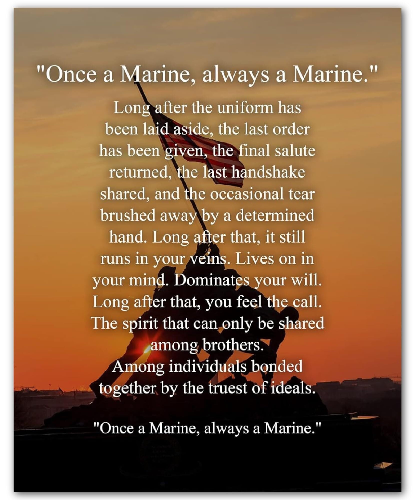 Once a Marine Always a Marine Patriotic Military Wall Art Print Honor ...