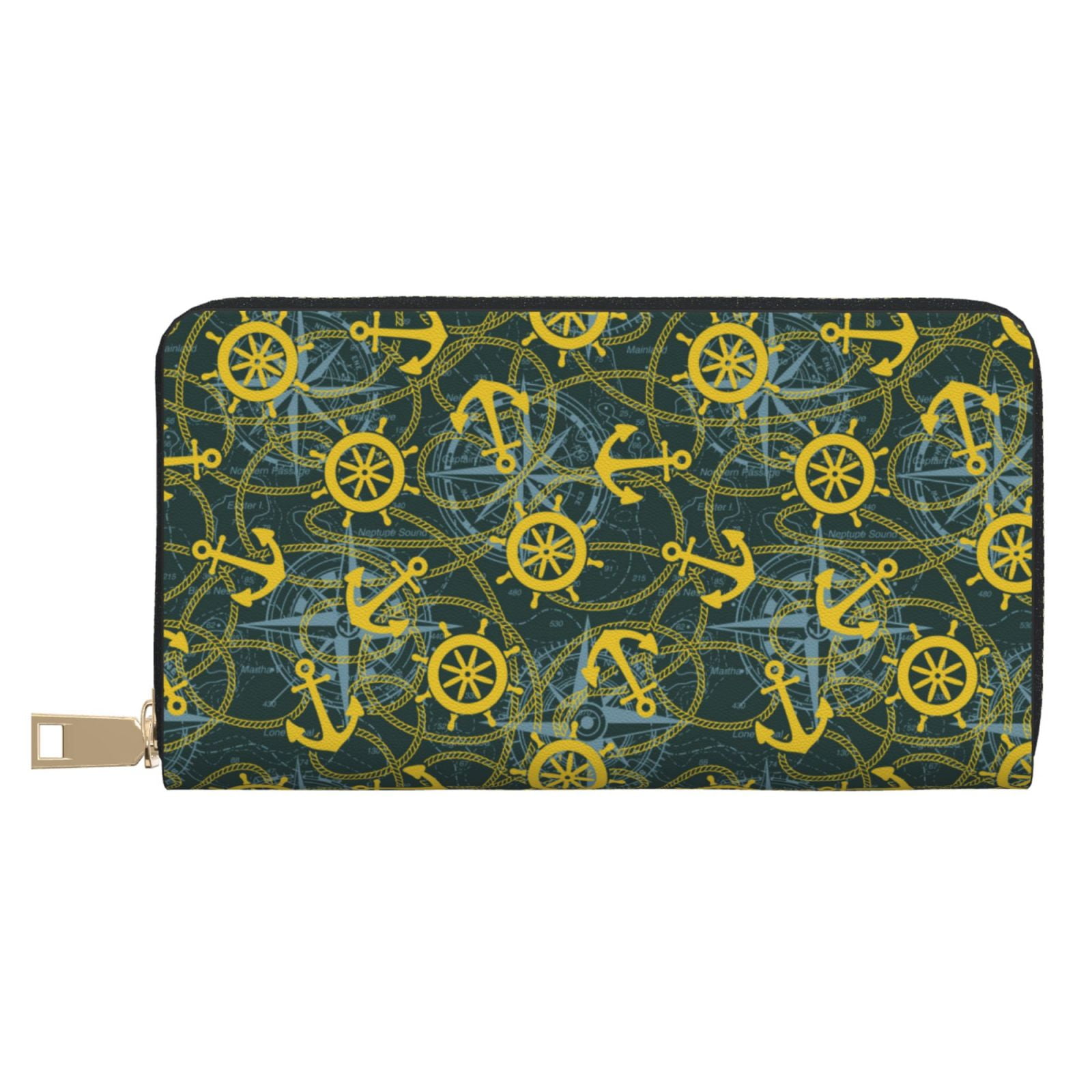 Marine Anchors And Compass Wallet Women, Leather Bifold Multi Card Wallet, Women's Wallets, Long ...