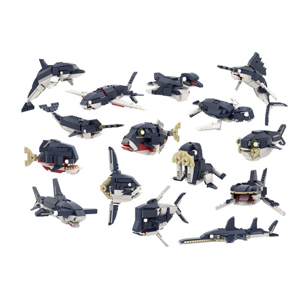 Marine Animal 15 in 1 Building Block Sets Shark Whale Marine Life ...
