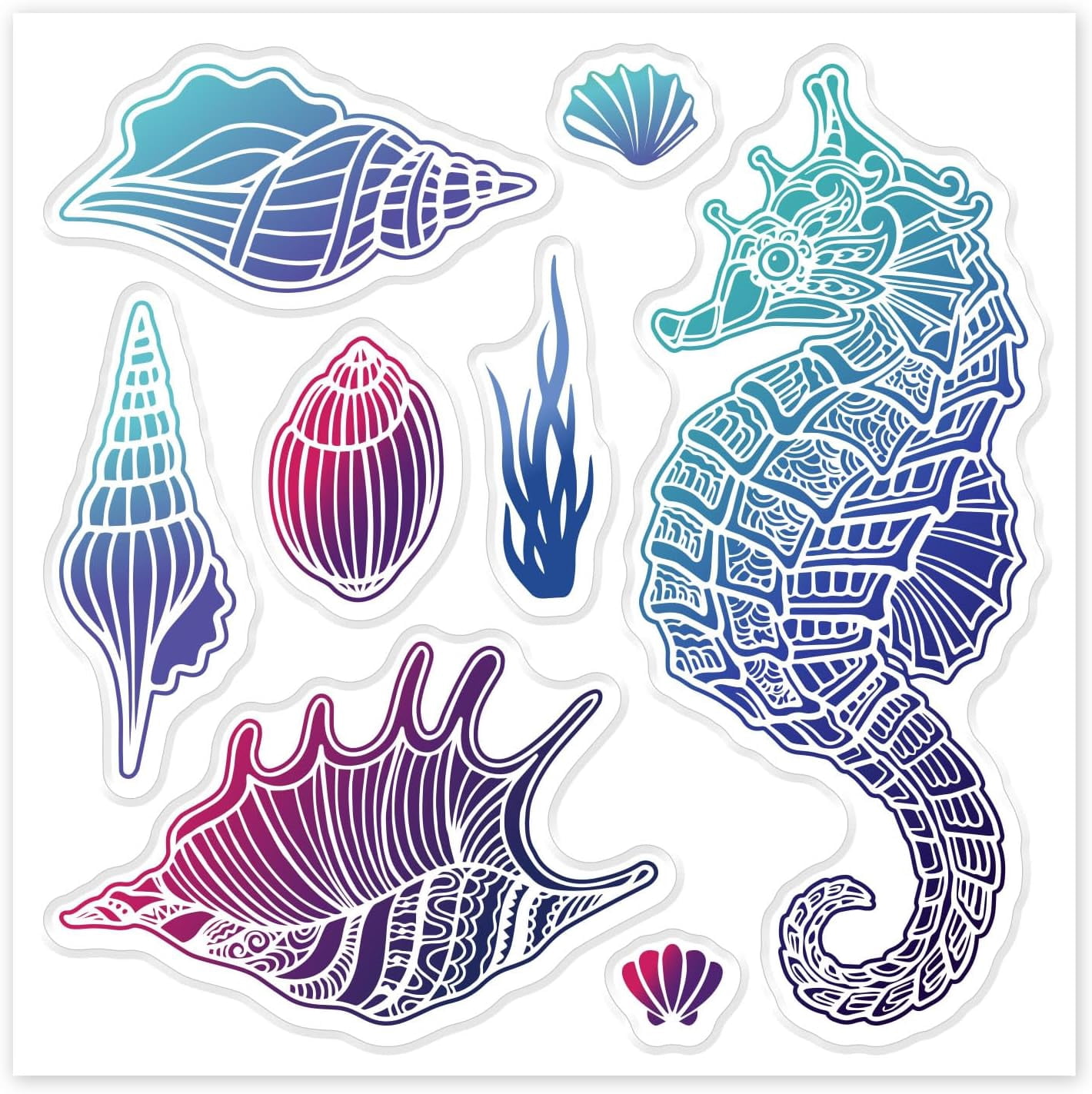 Marine Animals Clear Stamps Seahorse Shell Embossing Stamp Sheets ...