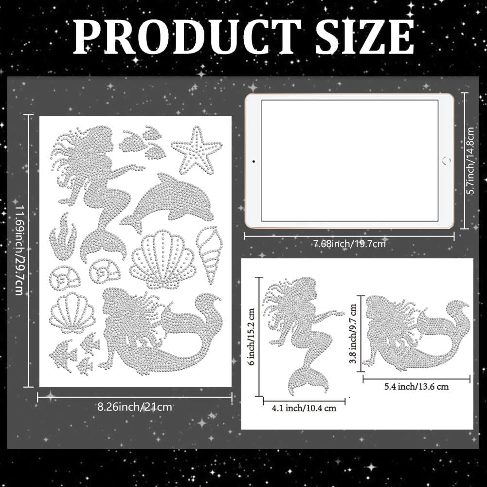 Marine Animals Rhinestone Iron on Transfer Mermaids Heat Transfer Decal ...