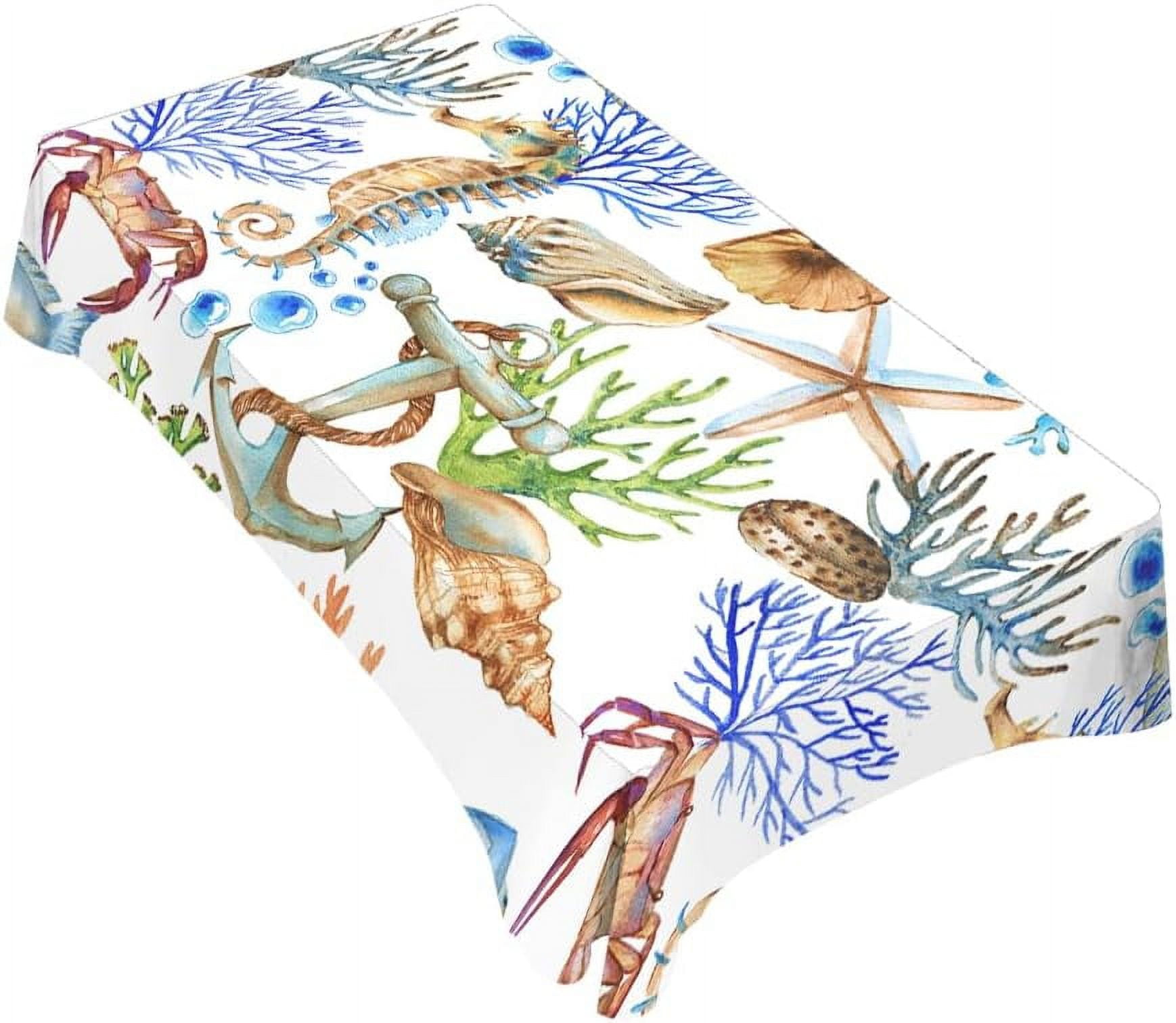 Marine Animals Tablecloth 60x84 Inch Rectangular Fish Hippocampus ...