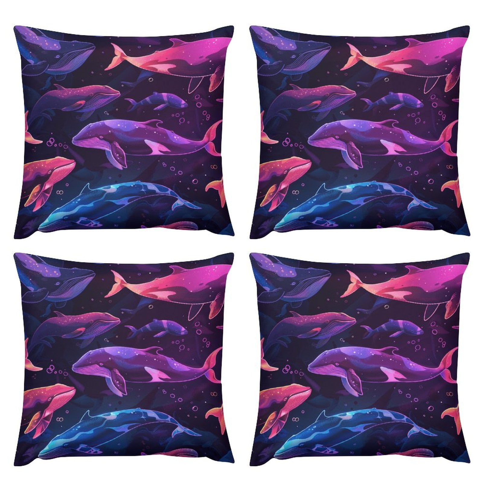 Marine Animals Such As Whales Pillow Covers 20"x20 " Set of 4 pcs ...