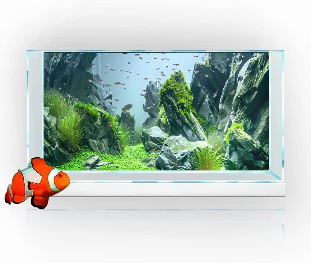 Marine Aquarium Background, Sea Rock Green Landscape Fish Tank ...