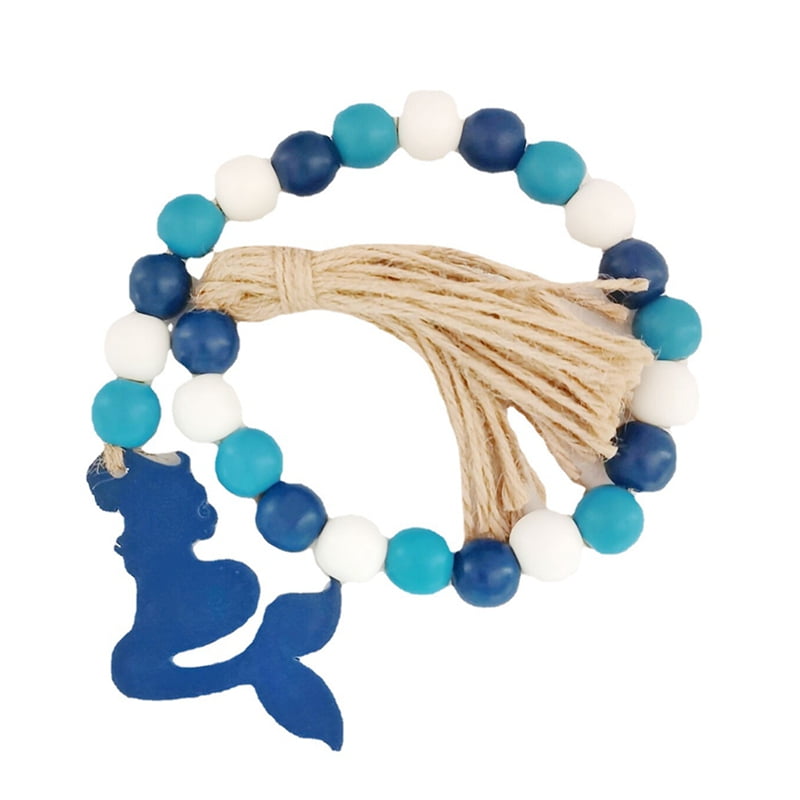 Marine Beads Mediterranean Style Decor Ocean Wood Bead Garland Beach ...