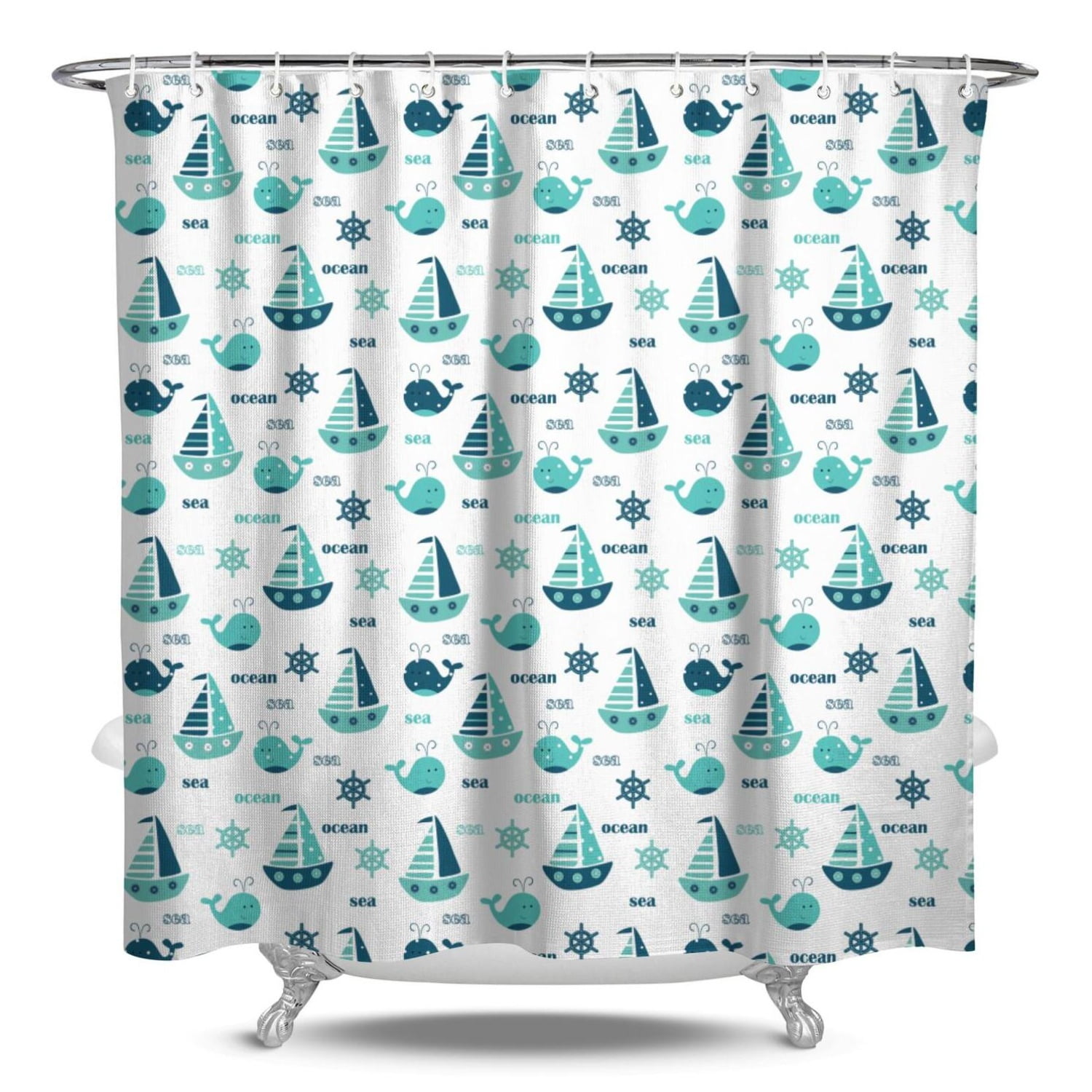Marine Biology Shower Curtain - Tropical Shark & Reef Ecosystem ...