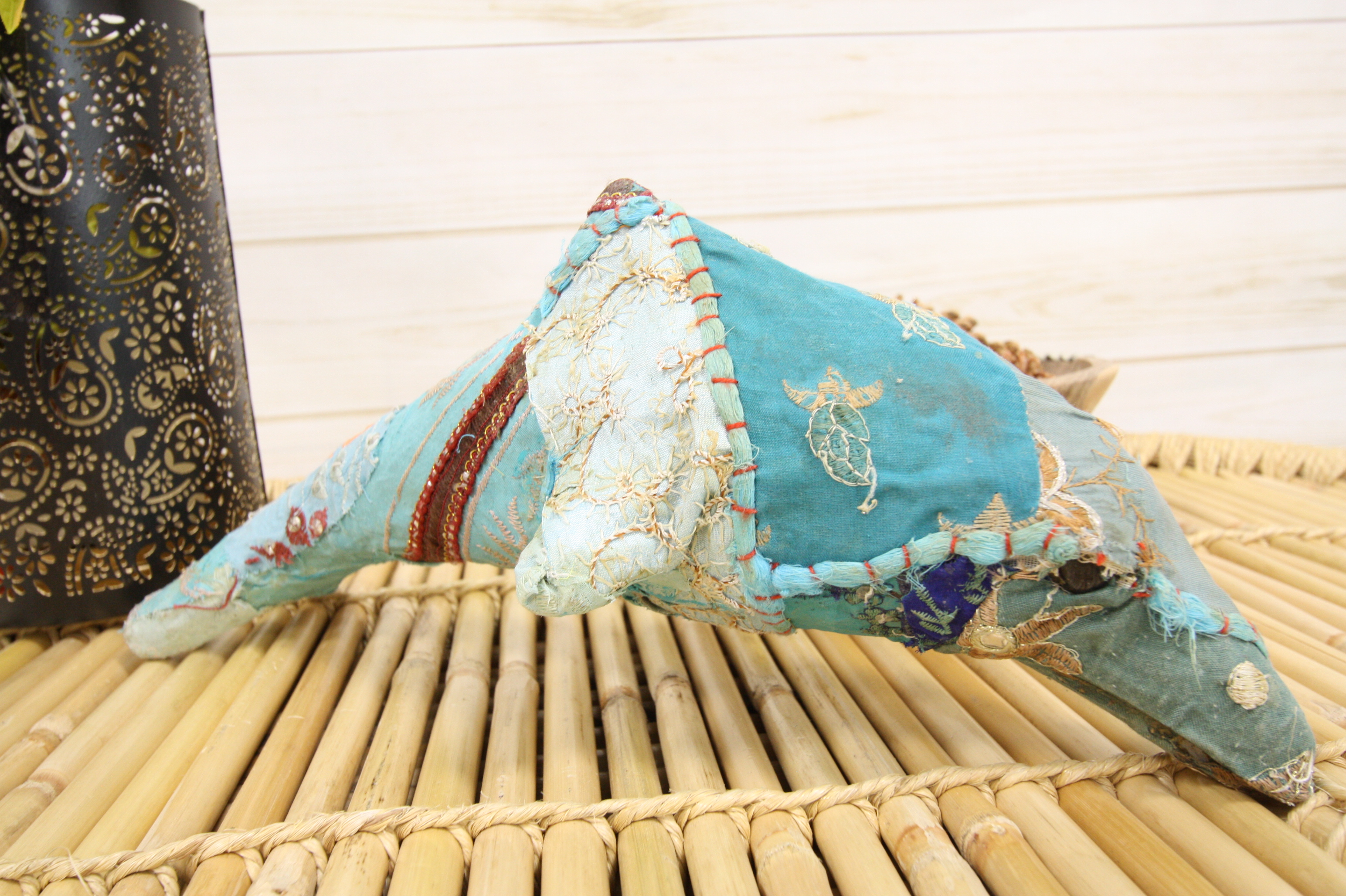 Marine Blue Dolphin Hand Crafted Paper Mache In Colorful Sari Fabric ...