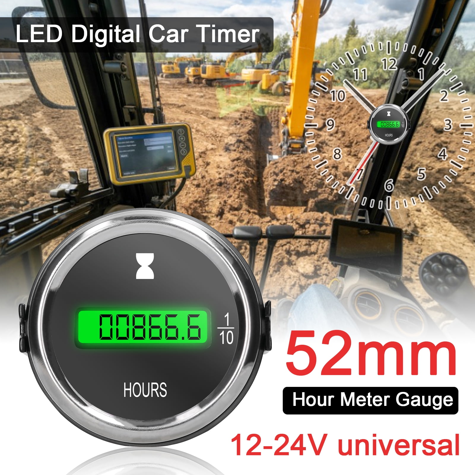 ,Car Led 12/24v Car Meter 52mm Led Marine Boat 52mm Meter Marine Car ...