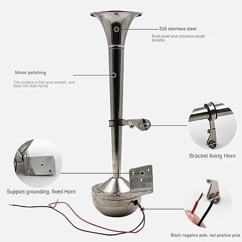 Marine Boat Pontoon Horn，12V 24V 125dB Stainless Steel Waterproof ...