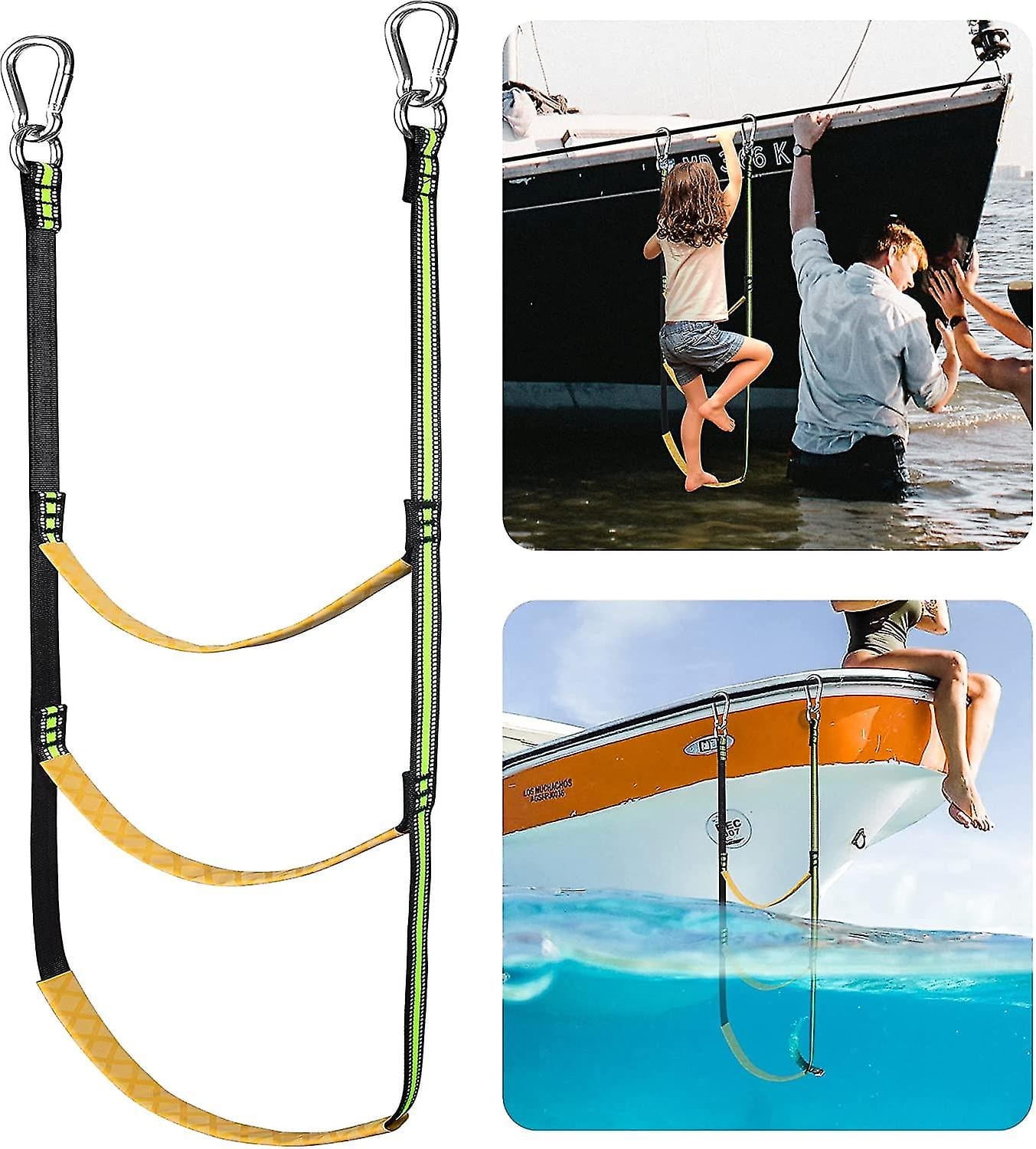 Marine Boat Rope Ladder, 3-Step Portable Rope Boarding Ladder, Folding ...