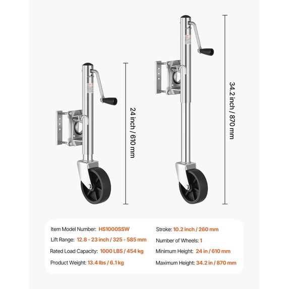 Marine Boat Trailer Jack with Swivel Mount - Heavy Duty 1000 lbs Tongue ...