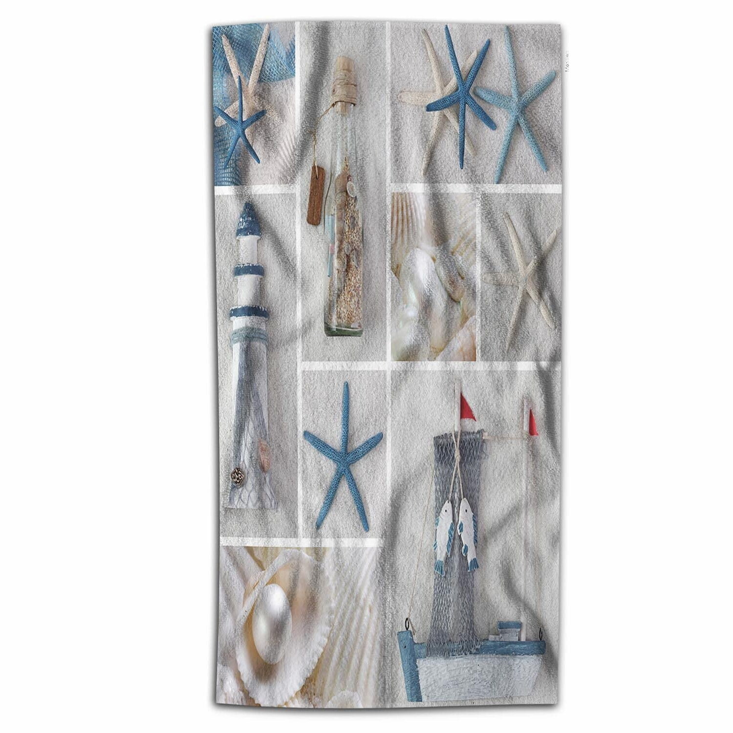 Marine Breeze Nautical Hand Towels - Summer Beach Starfish & Shell ...