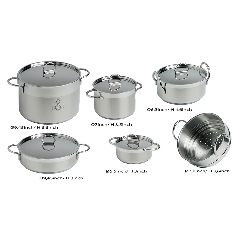 Marine Business Kitchen Cookware Pan Set Self-Containing - Stainless ...