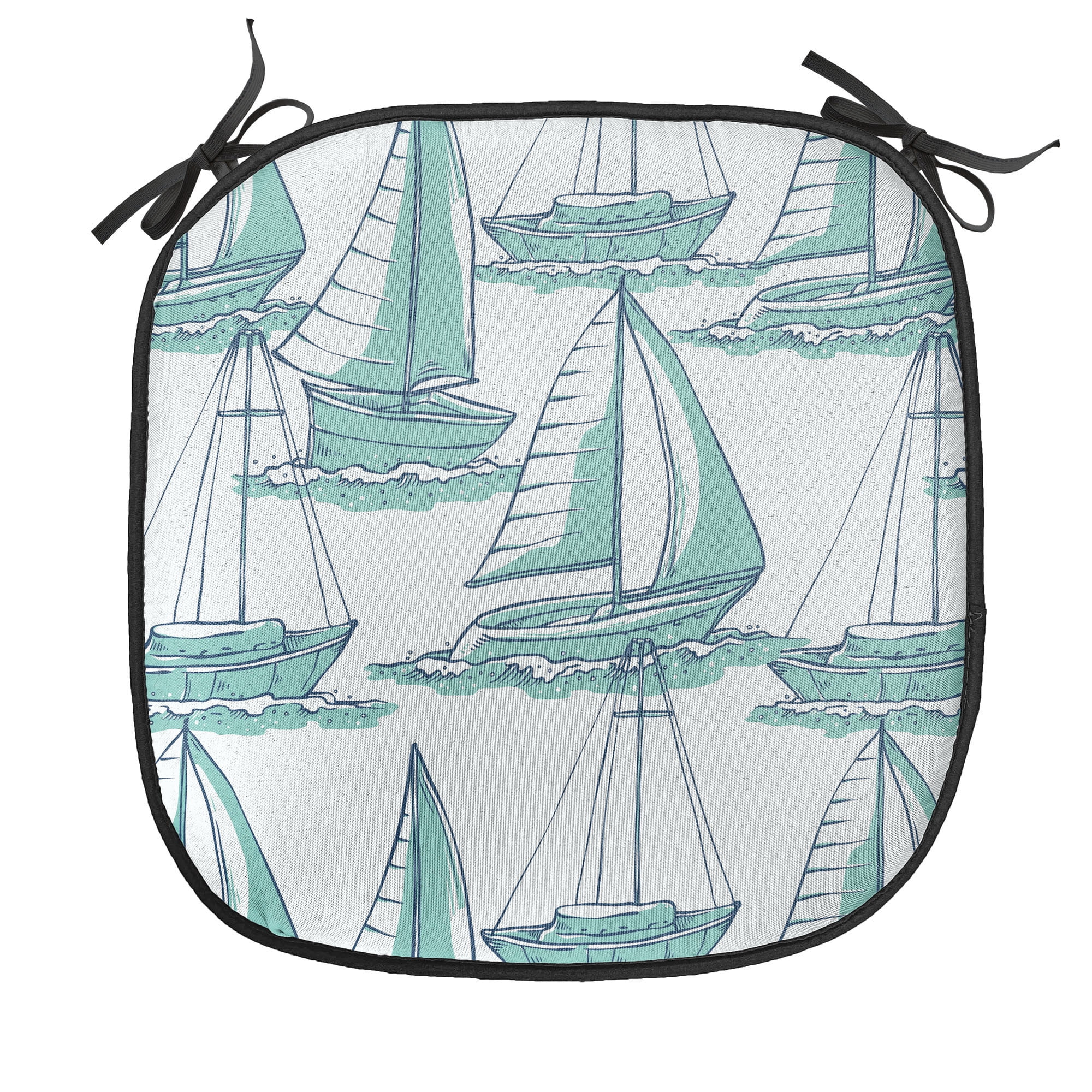Marine Chair Seating Cushion, Continuous Nautical Themed Pattern of ...