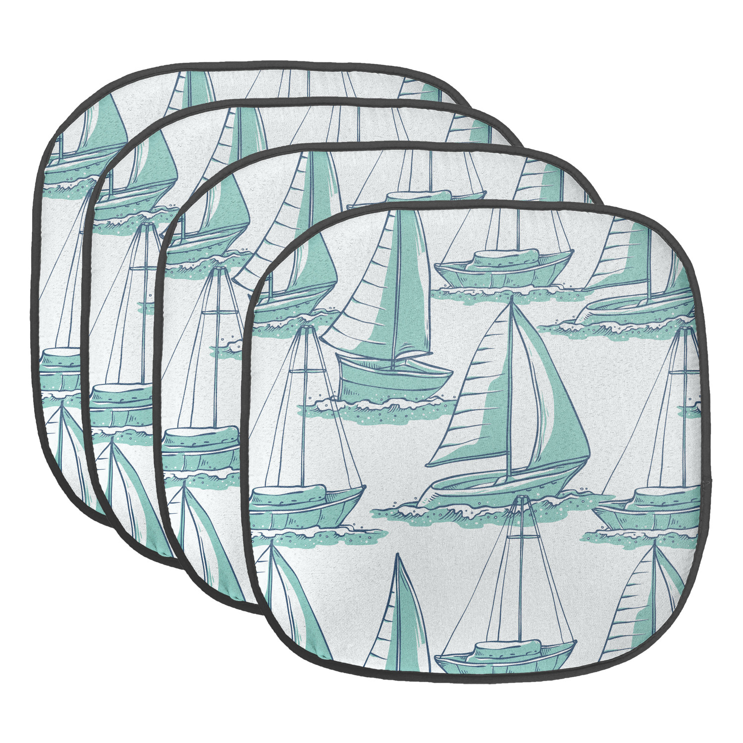 Marine Chair Seating Cushion Set of 4, Continuous Nautical Themed ...