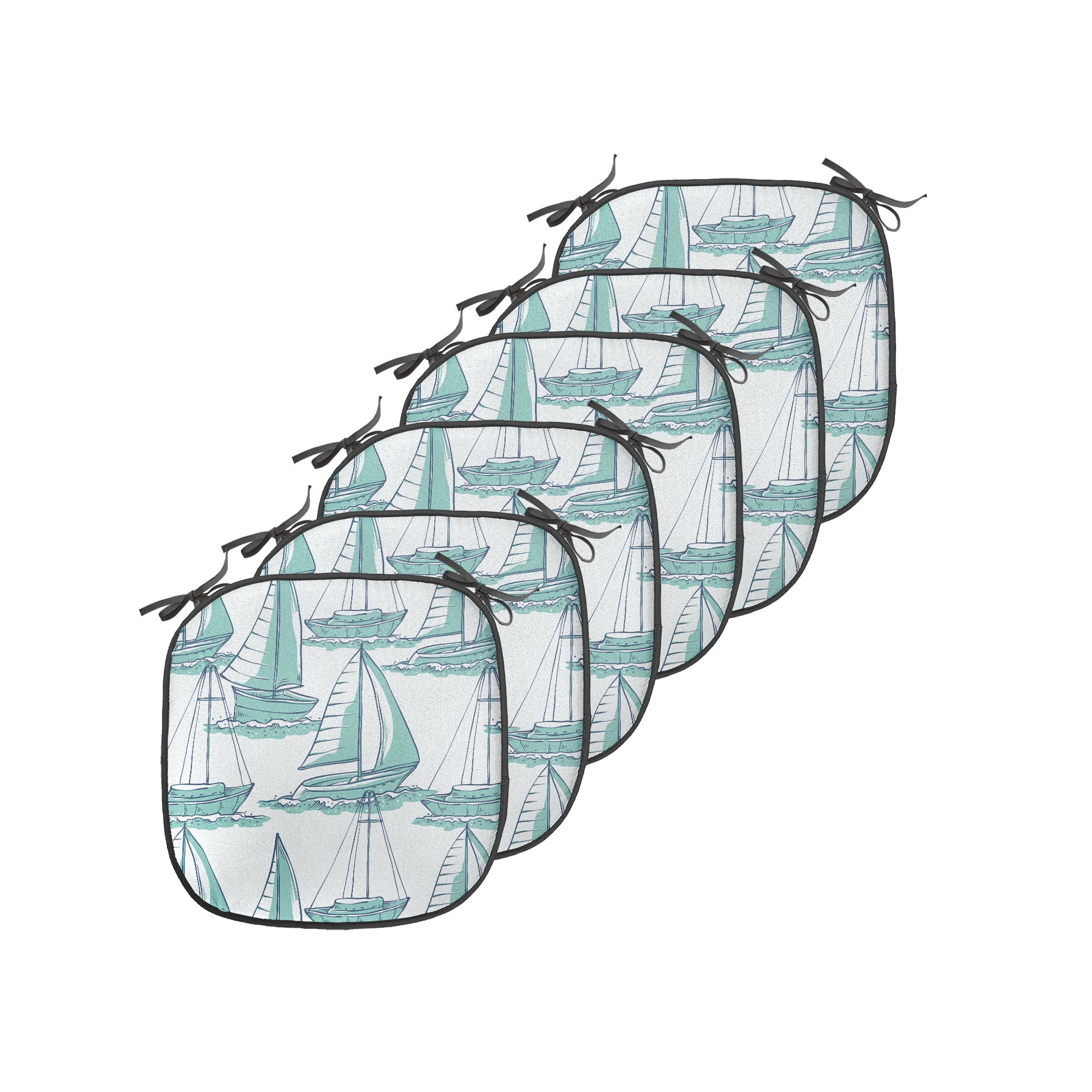 Marine Chair Seating Cushion Set of 6, Continuous Nautical Themed ...