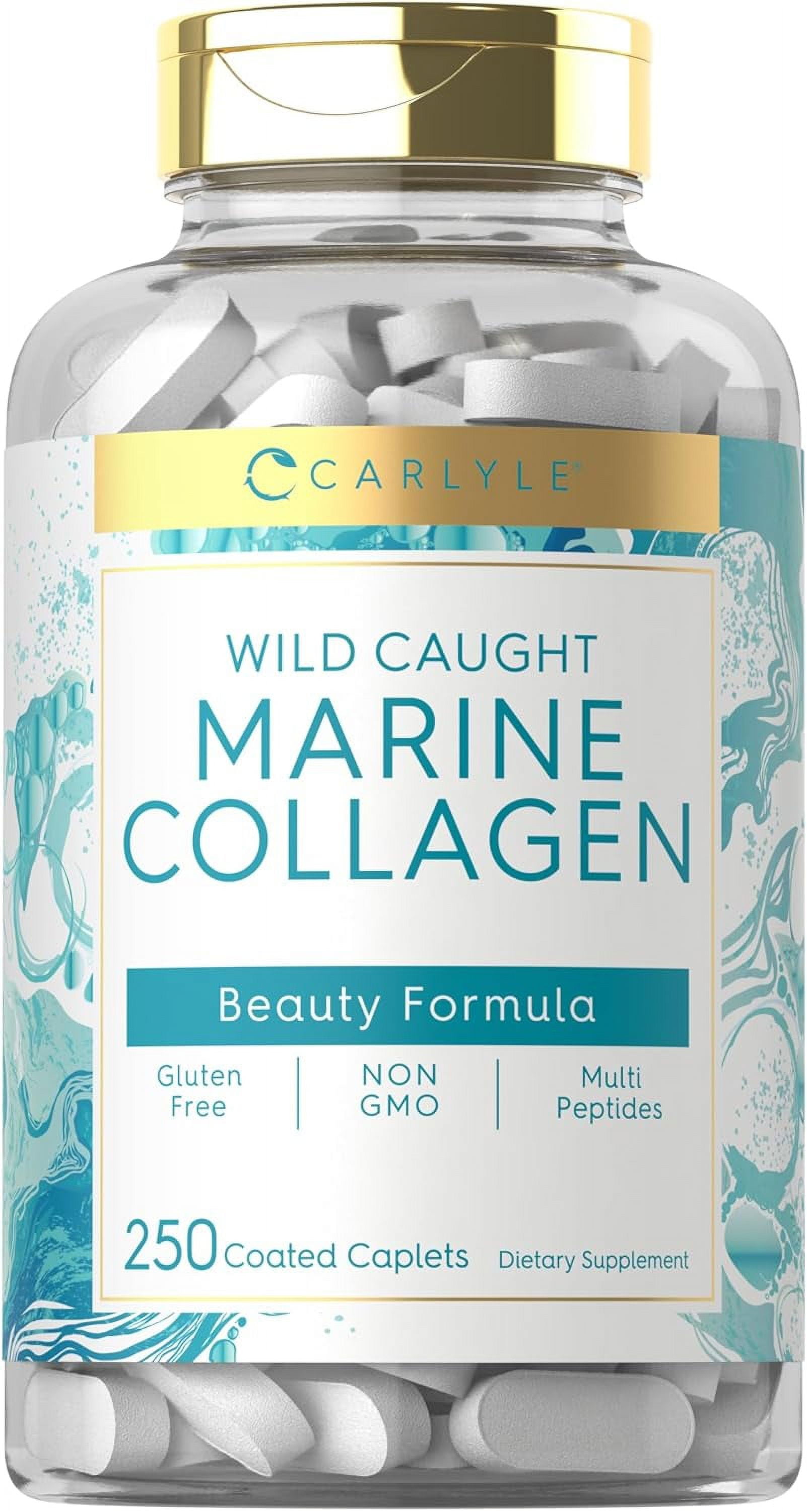 Marine Collagen Pills | 250 Caplets | Wild Caught Collagen Peptides ...