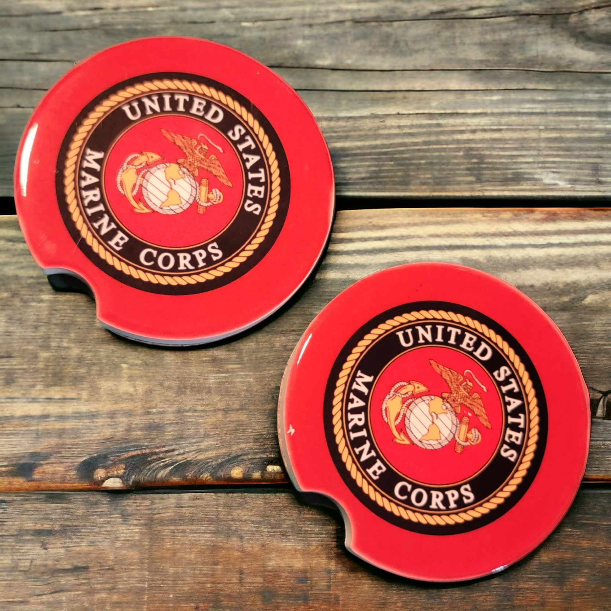 Marine Corps Car Coasters - Set of 2 Ceramic Coasters - Walmart.com