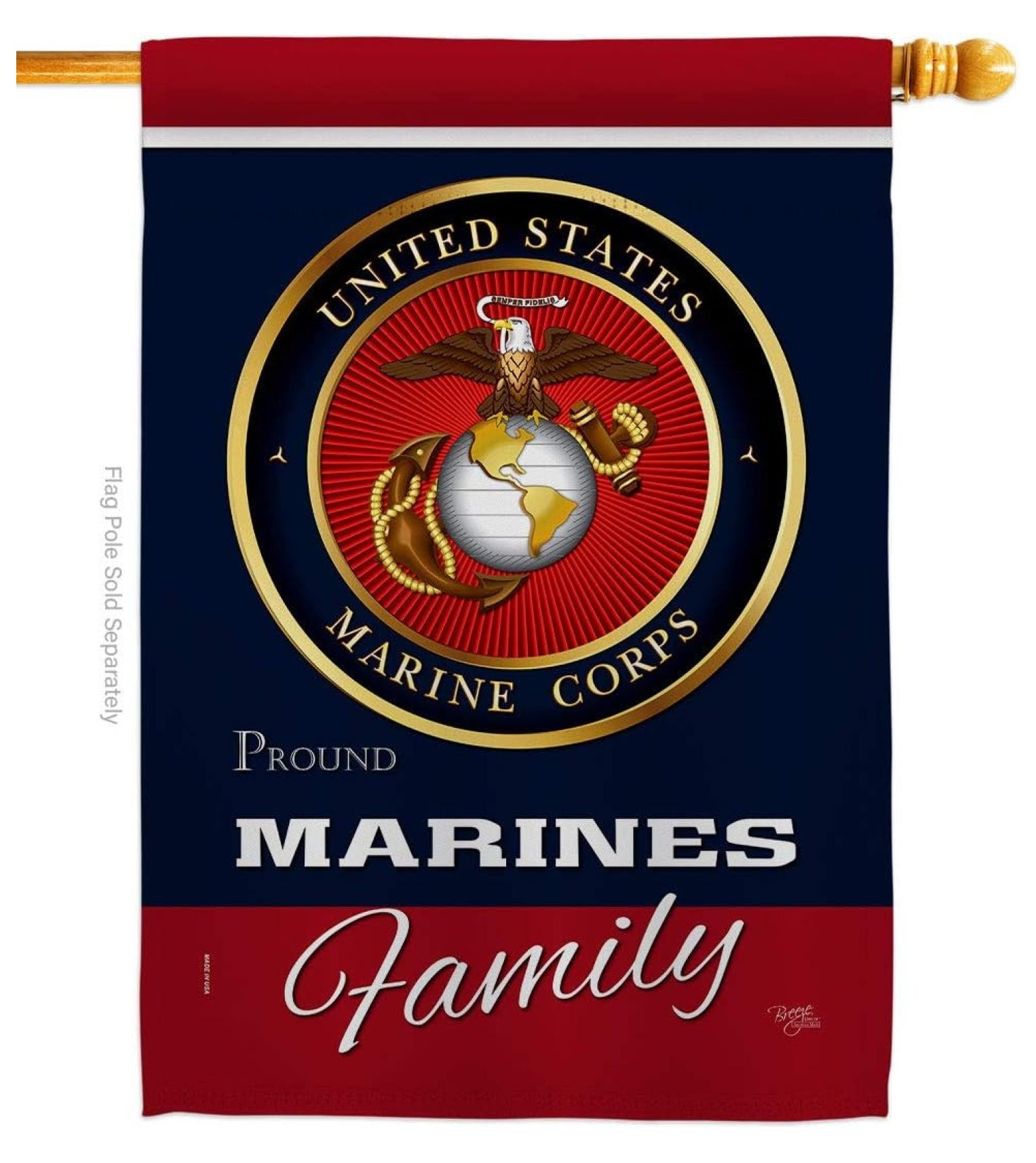 Marine Corps Marines Proudly Family House Flag Armed Forces Semper Fi ...