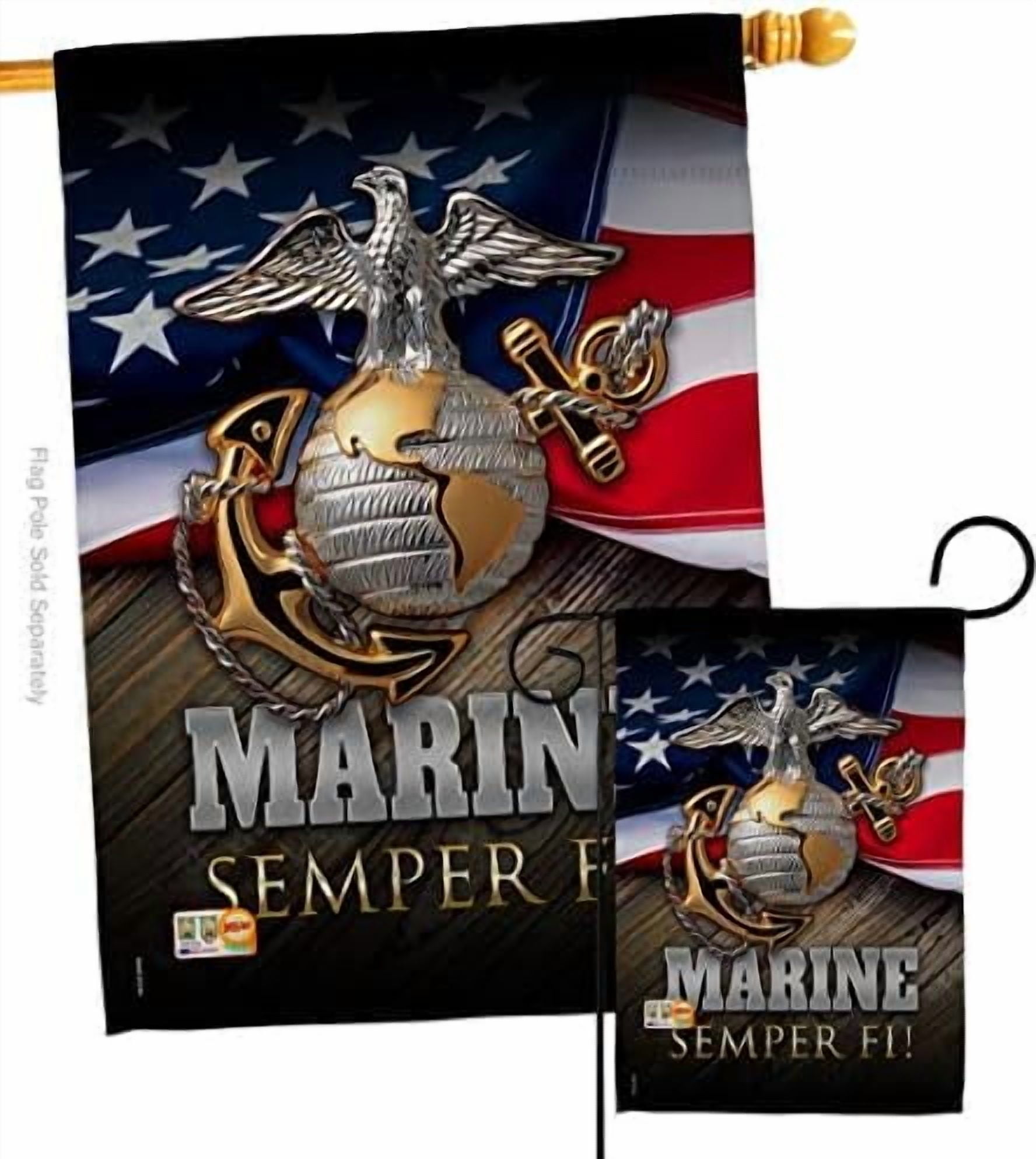 Marine Corps Semper Fi Garden House Flags Set Armed Forces USMC United ...