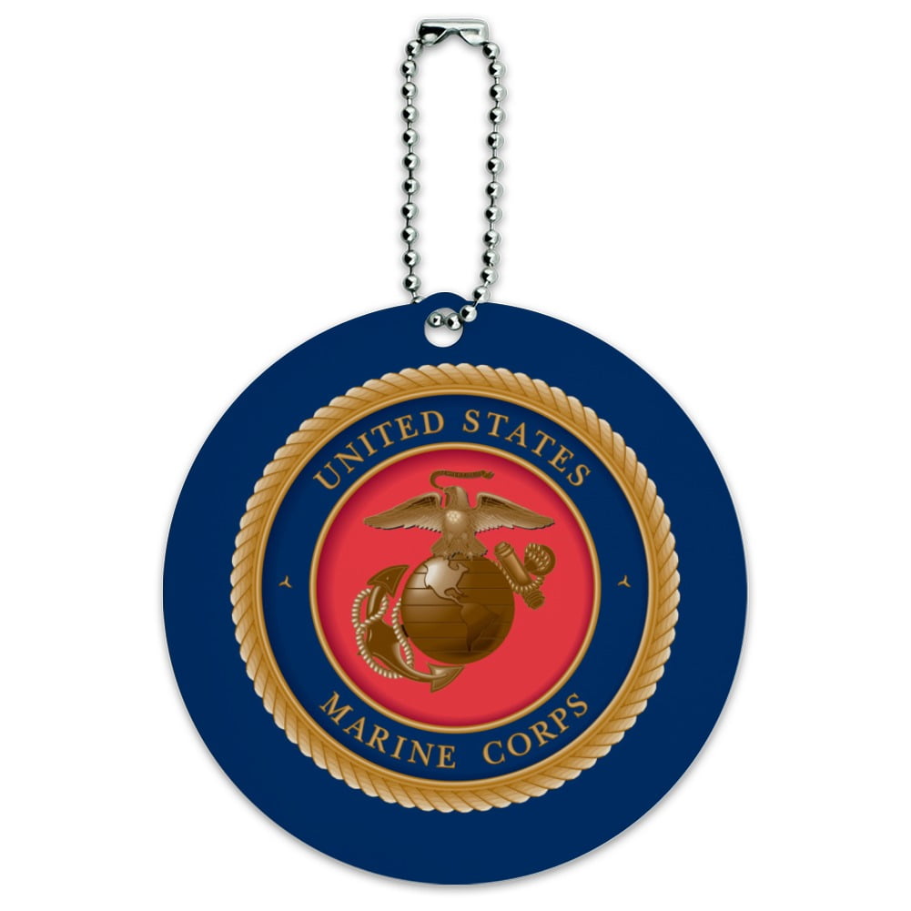 Marine Corps USMC Emblem Officially Licensed Round Luggage ID Tag Card ...