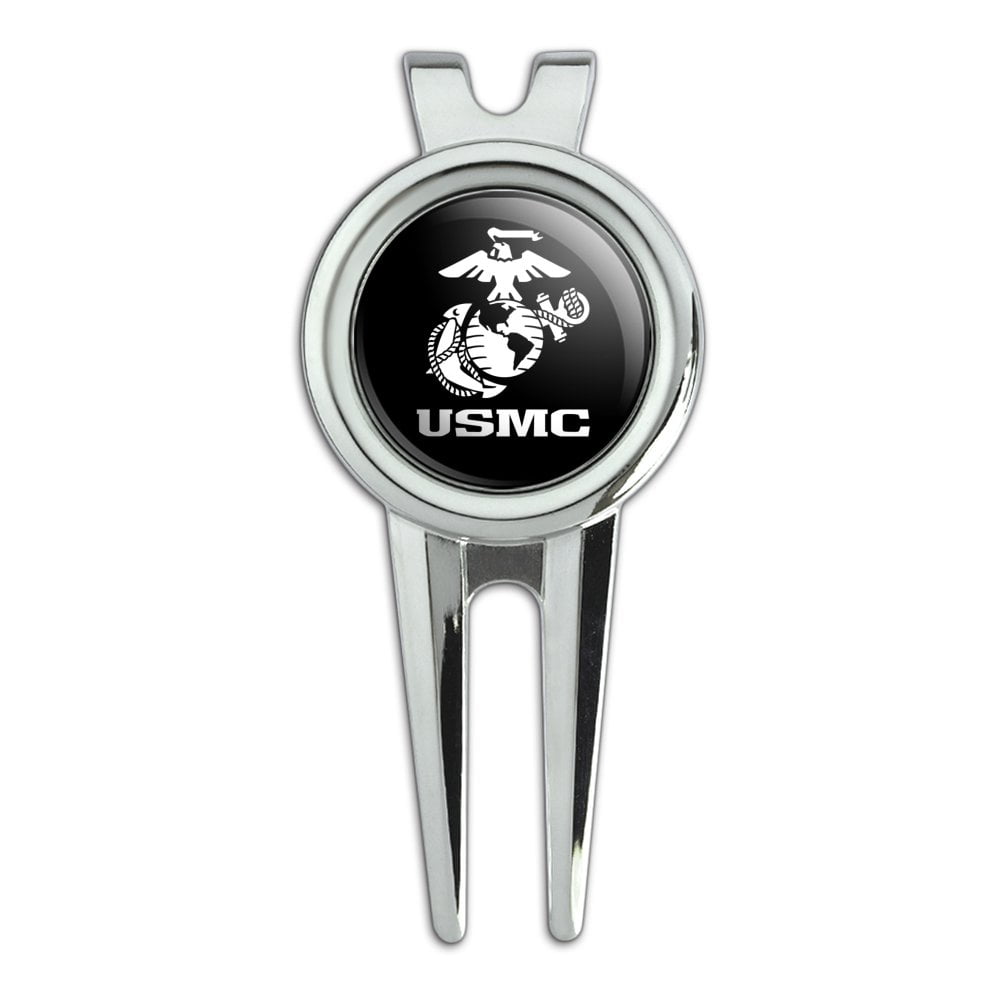Marine Corps USMC Text White Logo on Black Officially Licensed Golf ...