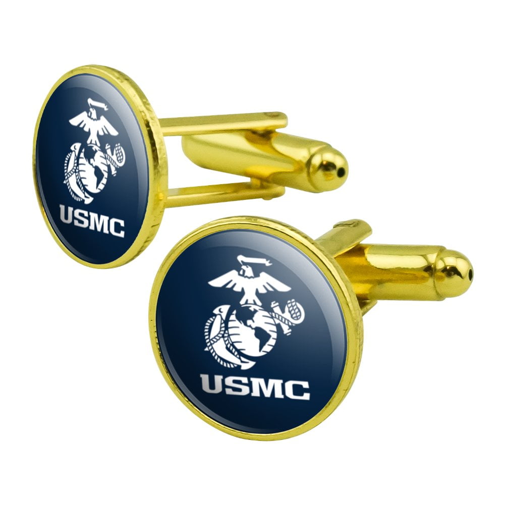 Marine Corps USMC Text White Logo on Blue Officially Licensed Round ...