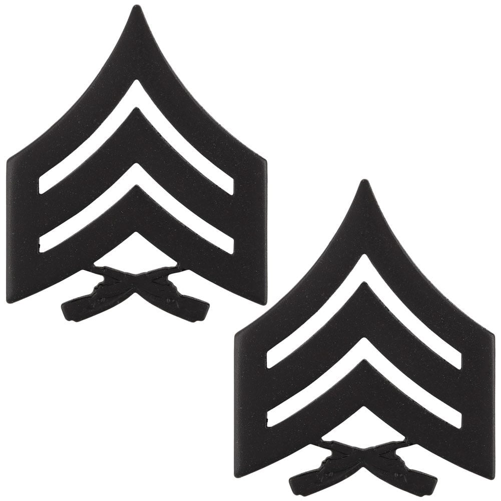 Marine Corps USMC chevron black Scratch Resistant SGT Sergeant E-5 Pair ...