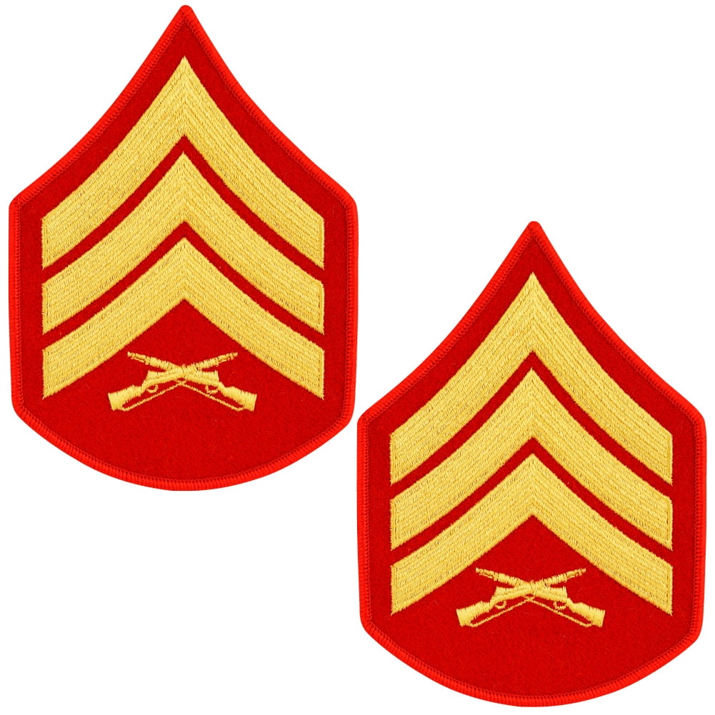Marine Corps USMC chevron gold embroidered SGT E5 Sergeant MALE Sew On ...