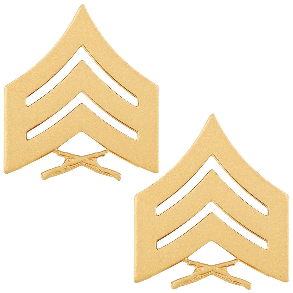 Marine Corps USMC chevron satin gold SGT Sergeant E5 Pair - Walmart.com