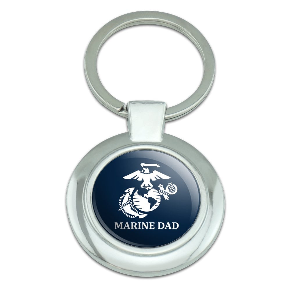 Marine Dad USMC White Logo on Blue Officially Licensed Classy Round ...